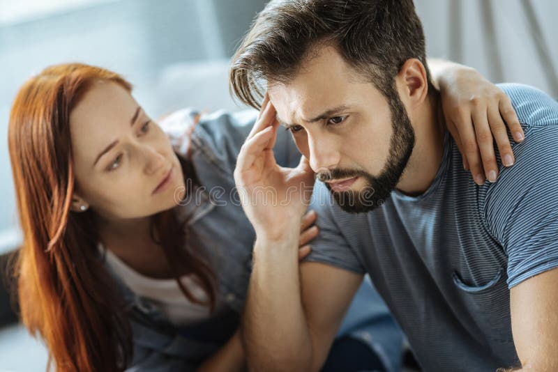 Nice Sad Man Holding His Forehead Stock Image - Image of expression ...