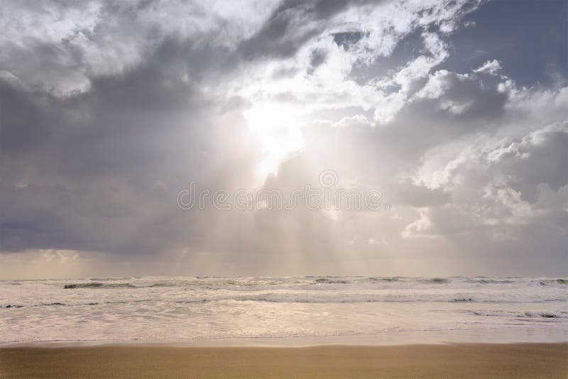 Nice Sand Beach Coast with Sunbeams Stock Photo - Image of isle, coast ...