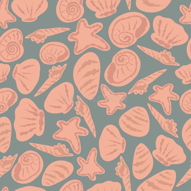 Nice Seamless Flat Design Retro Style Shells Seamless Pattern Stock ...