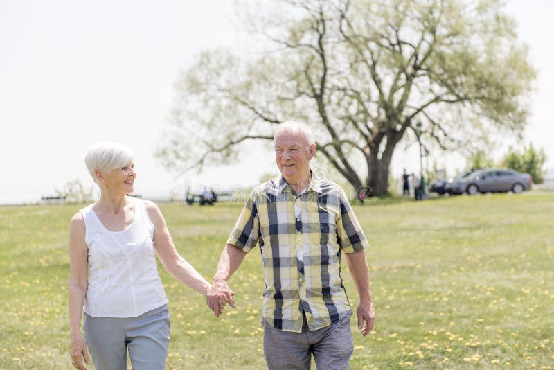 A Nice Senior Couple Outside Having Good Time Together Stock Image ...