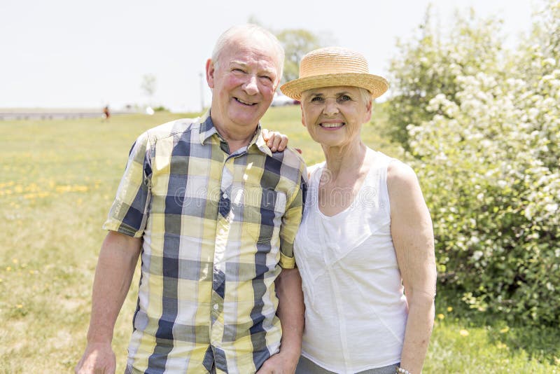 A Nice Senior Couple Outside Having Good Time Together Stock Image ...
