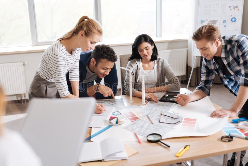 Nice Serious Engineers Being Involved in Work Stock Photo - Image of ...
