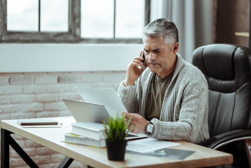 Nice Serious Man Thinking about His Work Stock Photo - Image of ...