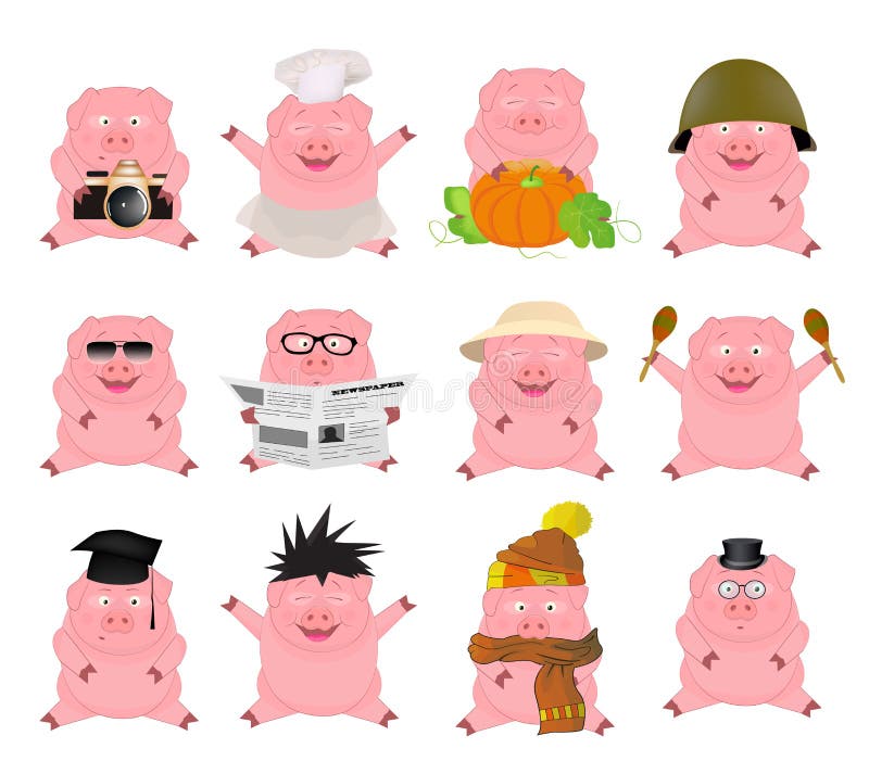 Nice set of cartoon pigs stock vector. Illustration of clip - 48589020