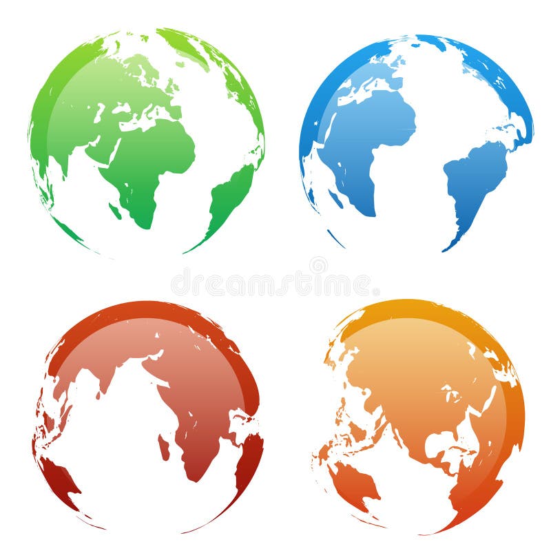 Colorful Globe Icon Illustration Set Stock Vector - Illustration of ...