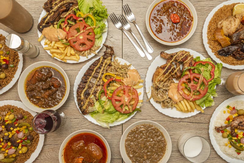 A Nice Set of Middle Eastern Food Dishes Stock Photo - Image of farm ...