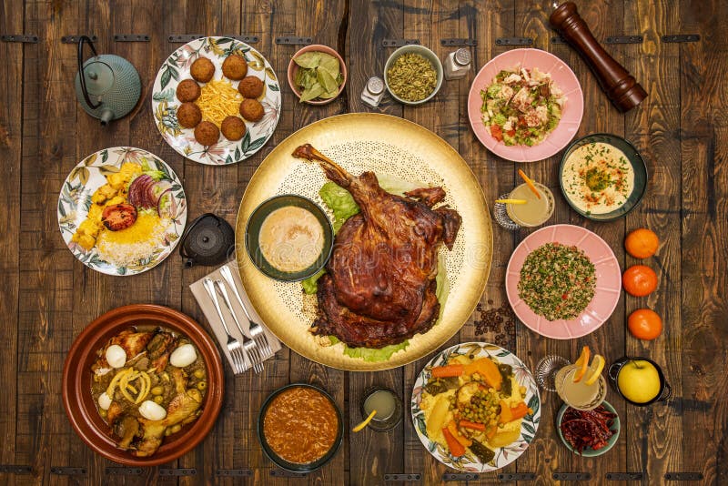 A Nice Set of Middle Eastern Food Dishes Stock Photo - Image of pepper ...