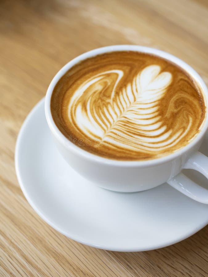 Nice Shape of Latte Art Coffee Serve on Wooden Plate Stock Photo ...