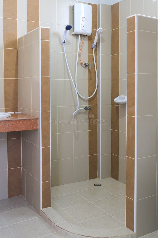 Wooden bucket in shower stock photo. Image of indoor - 14263106
