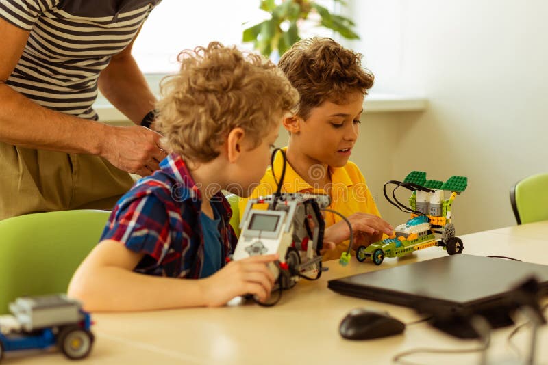 Nice Smart Boys Looking at the Car Models Stock Image - Image of modern ...