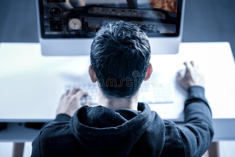 Nice Smart Man Being Addicted To Computer Games Stock Image - Image of ...