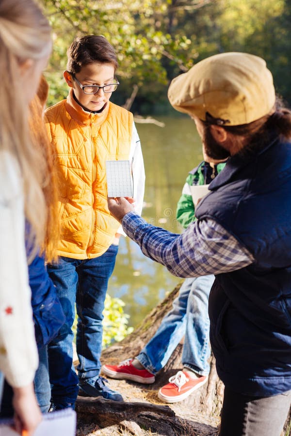 Nice Smart Man Explaining Children about Climate Change Stock Image ...