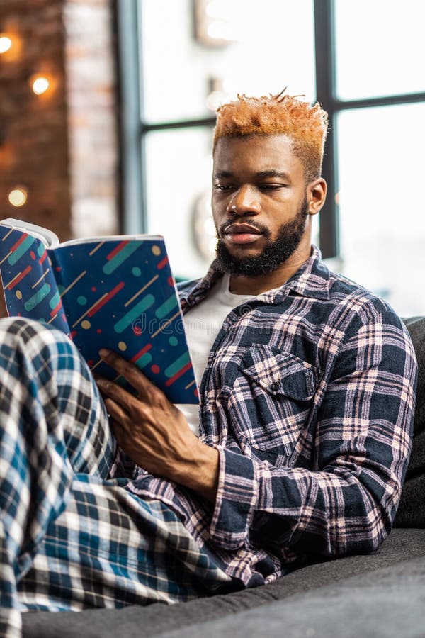 Nice Smart Man Getting New Knowledge from the Book Stock Photo - Image ...