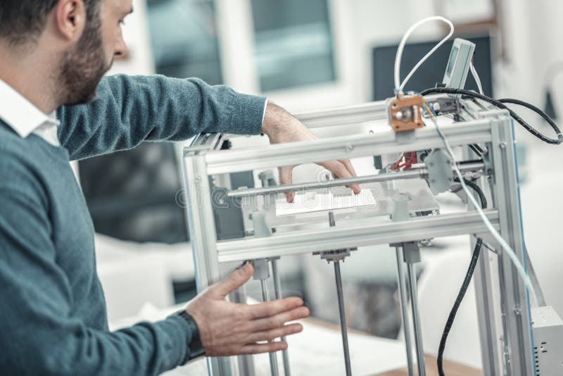 Nice Smart Man Making a 3d Model Stock Photo - Image of machinery ...