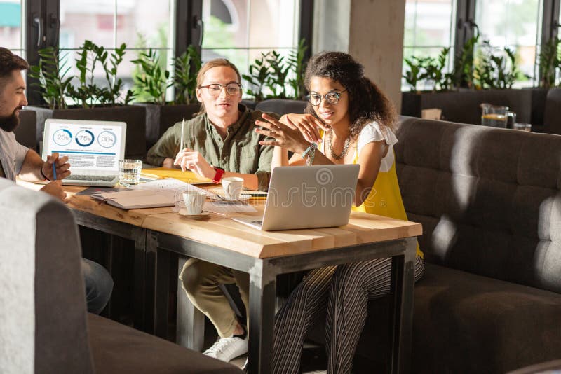 Nice Smart People Looking at the Laptop Screen Stock Photo - Image of ...