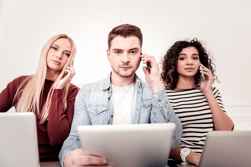 Nice Smart People Making Calls Stock Photo - Image of network ...
