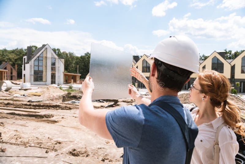 Nice Smart People Standing at the Construction Site Stock Image - Image ...