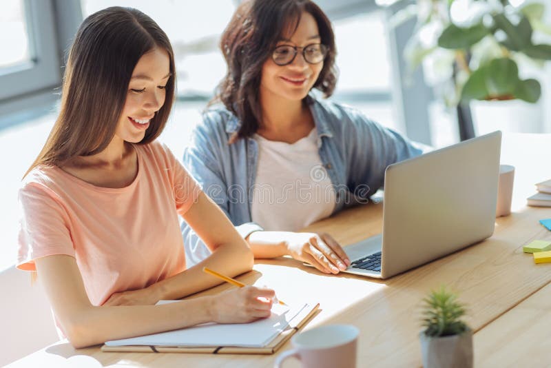 Nice Smart Students Working on a Project Stock Photo - Image of ...