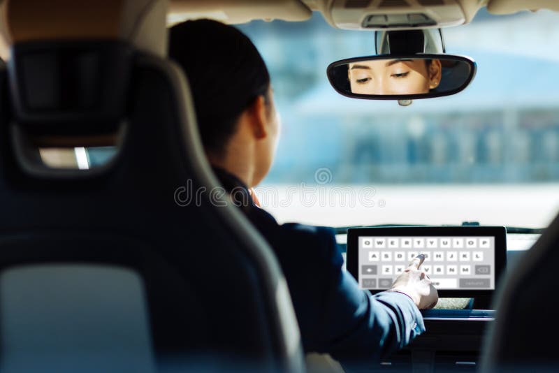 Nice Smart Woman Using the Tablet Stock Image - Image of rearview ...