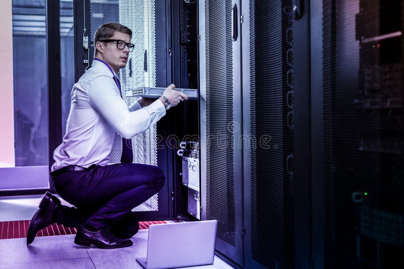 Nice Smart Young Man Stealing the Database Stock Image - Image of ...