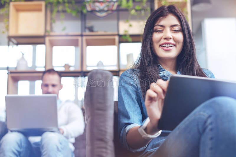 Portrait of Smiling Female that Feeling Happiness Stock Photo - Image ...