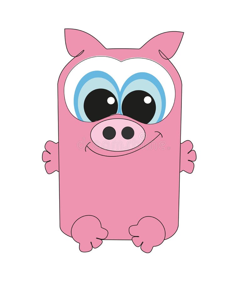 Nice square pig. stock vector. Illustration of card, funny - 29353627