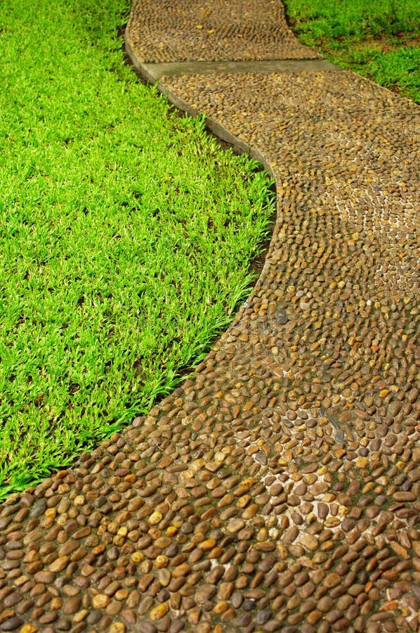 Nice Stone Walkway with Meadow Background Stock Photo - Image of soft ...