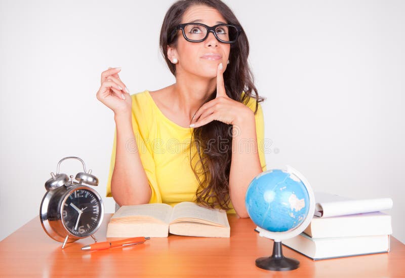Nice student at the desk stock image. Image of copy - 101021267