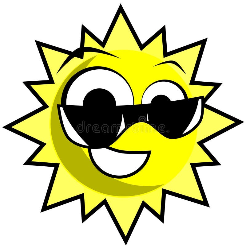 Nice Sun Cartoon with Sunglasses Isolated Stock Vector - Illustration ...