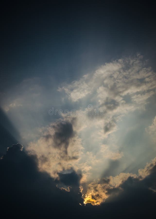 Nice sun ray with clouds stock image. Image of sunlight - 70364515