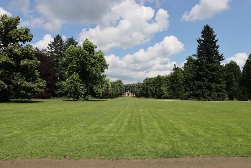 Nice Sunny Park with Big Trees and Gravel Path Stock Photo - Image of ...