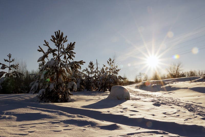 Nice sunset in a cold day stock image. Image of evening - 79384321