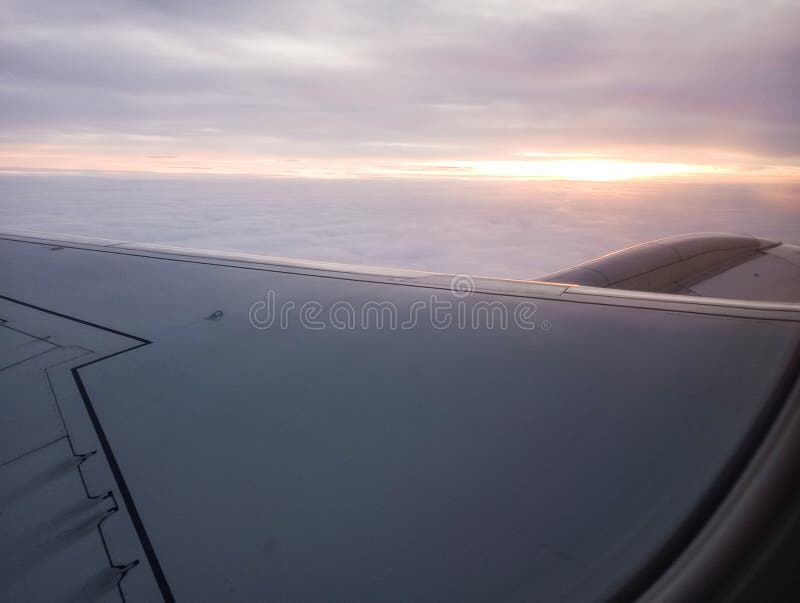 Nice Sunset from the Deck of a Flying Plane Stock Image - Image of wing ...