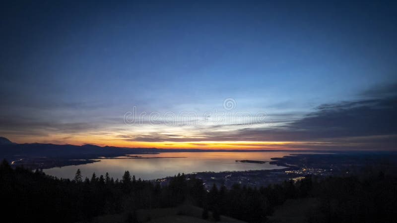 Nice Sunset at the Lake Constance Stock Image - Image of evening ...