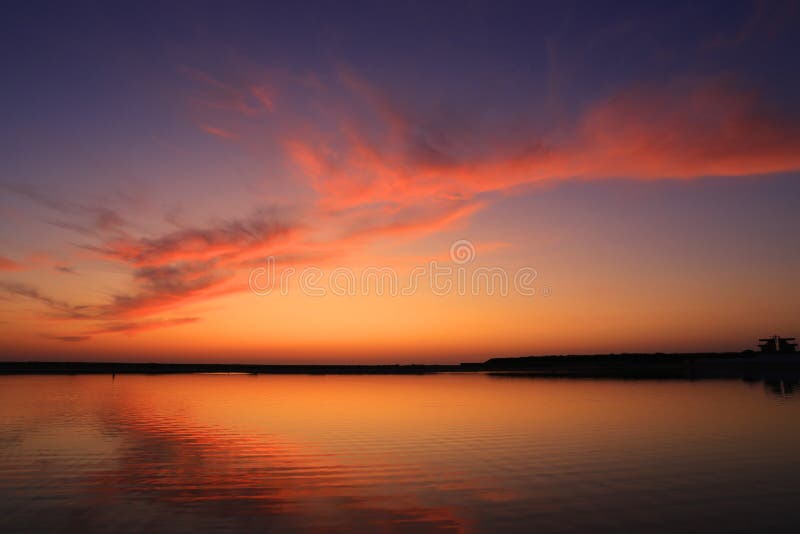 Sunset over lake stock image. Image of cloud, summer - 159386801