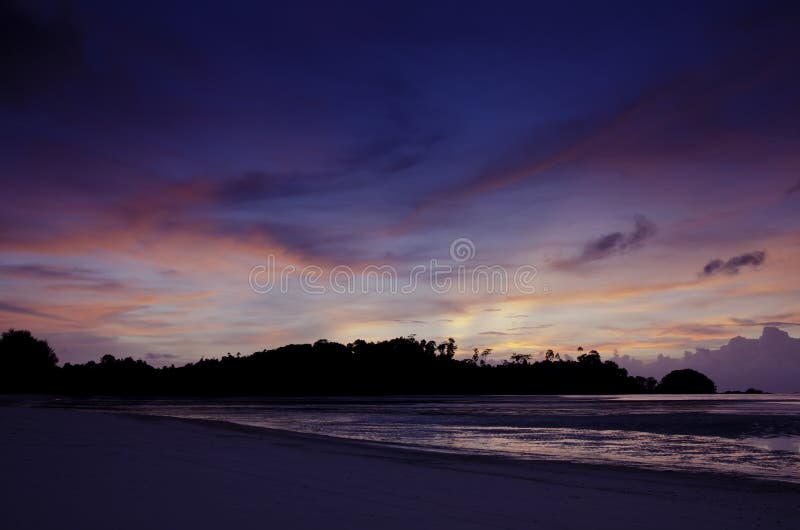 Twilight Sky with Sunset Light Effected on Clouds and Silhouett of ...