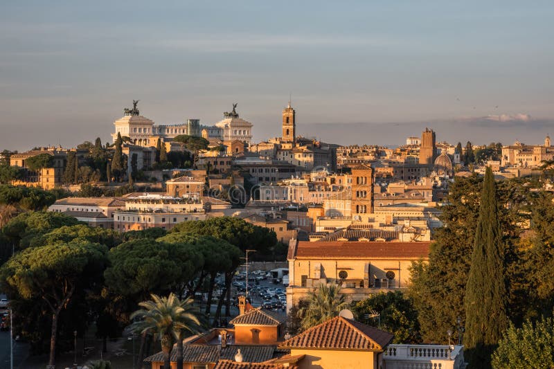 Nice Sunset Lighting on the Architecture of Rome Stock Image - Image of ...