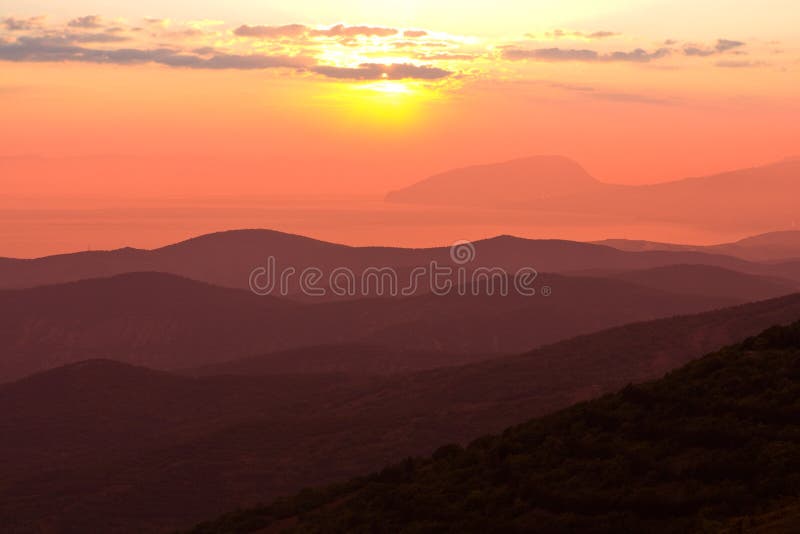 Nice sunset in mountains stock photo. Image of mountain - 15921478