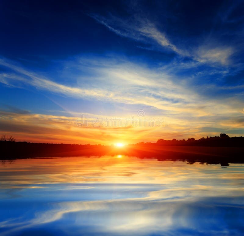 Nice Sunset with Reflection in Water Stock Photo - Image of coastline ...