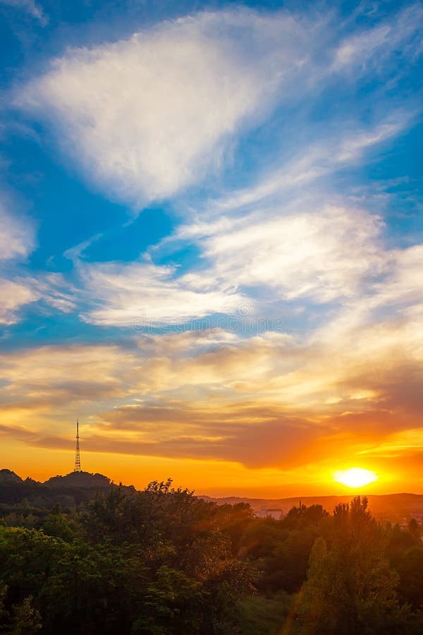 Nice Sunset Scenery of Lviv City, View from Height. Ukraine Stock Photo ...