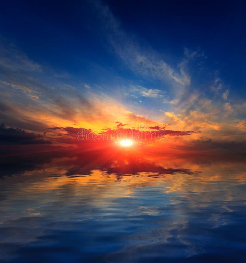 Nice sunset sky over water stock image. Image of nature - 54277815