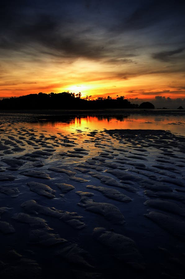 Nice Sunset Sky and Sea at Low Tide Stock Photo - Image of rest ...
