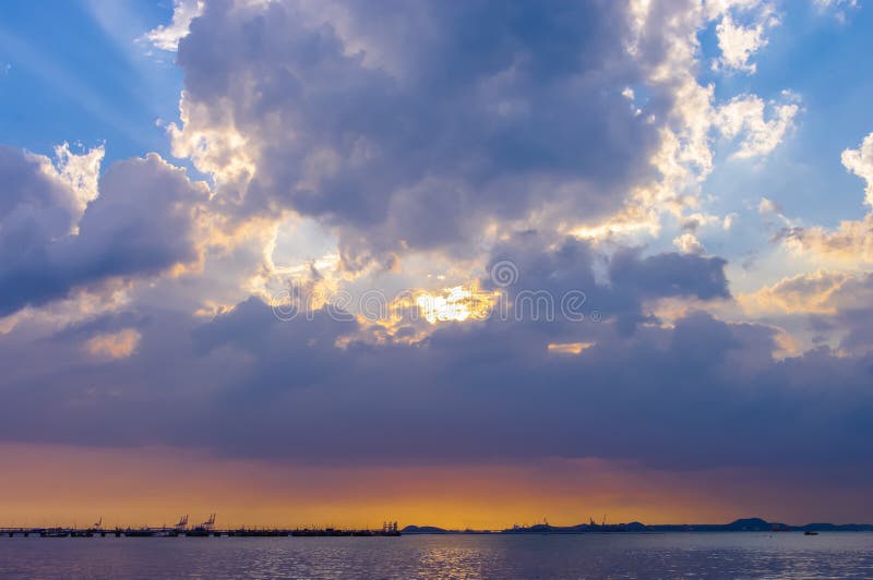 Nice sunset sky at sea stock photo. Image of weather - 71189108