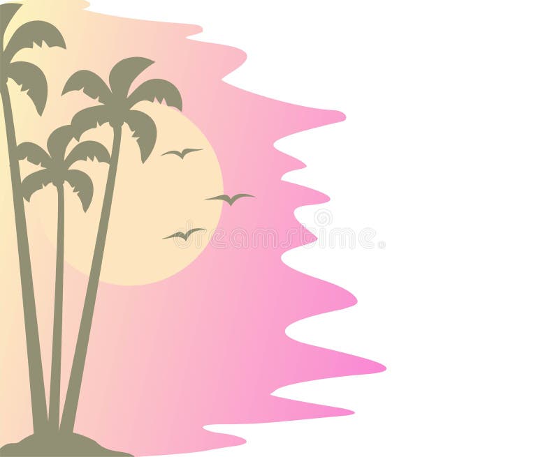 Nice Sunset Summer Scene Design Stock Vector - Illustration of beach ...