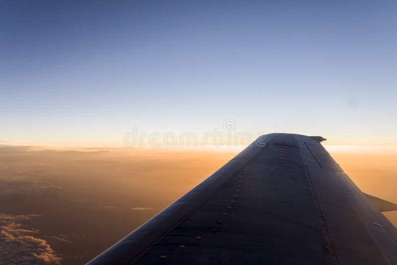 Nice Sunset View on the Wing of Plane Stock Photo - Image of scenic ...