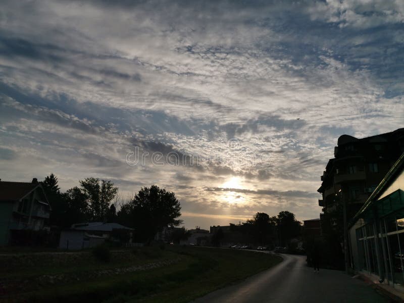 Nice sunset in village stock photo. Image of night, sunset - 162337992