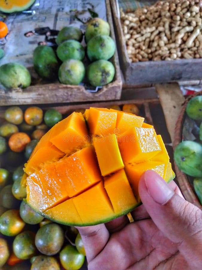 Nice and Sweet Mango, Cut into Squares Stock Photo - Image of nature ...