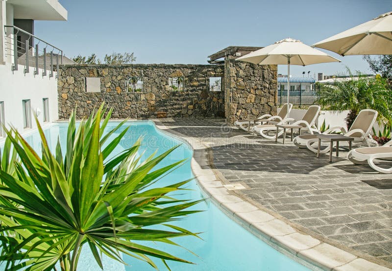 Nice Swimming Pool in Garden Stock Image - Image of bluesky, thailand ...