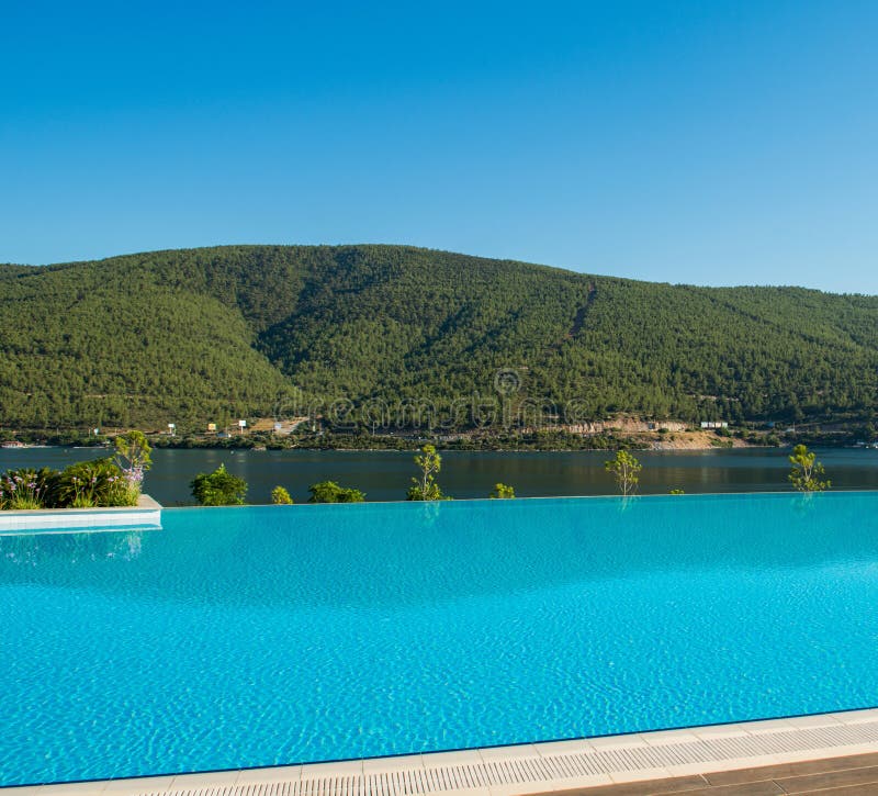 Nice Swimming Pool Outdoors on Bright Summer Day Stock Photo - Image of ...