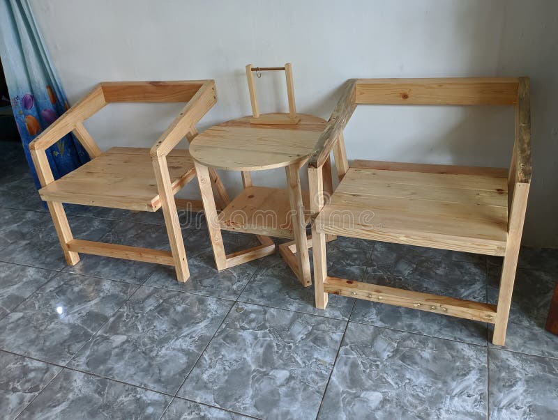 Nice Table and Chair Design with Natural Finishing Stock Photo - Image ...
